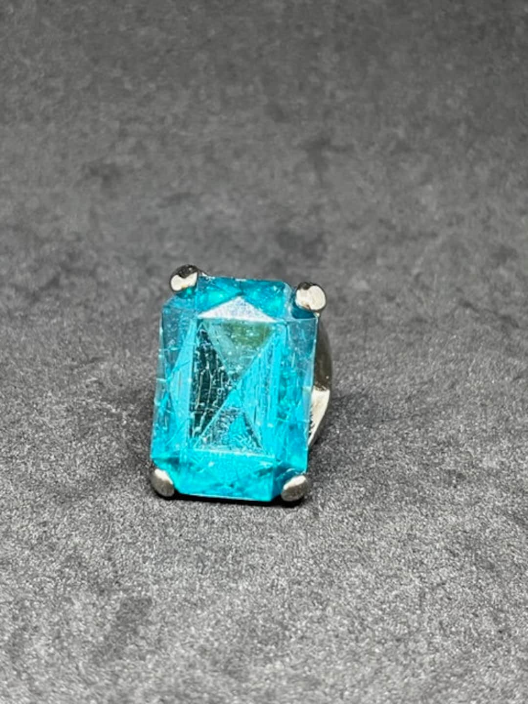 Large Blue Faceted Jewel Statement Ring. Large Stone Costume Jewelry ...