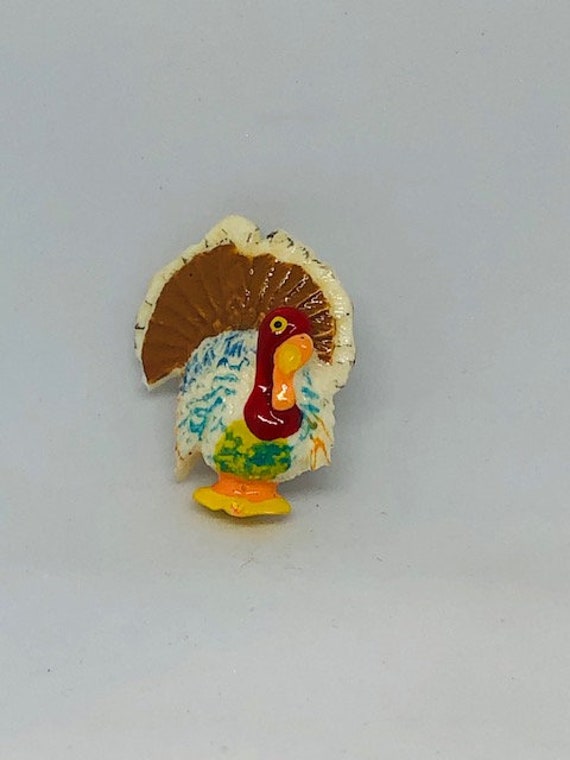 Vintage Plastic Thanksgiving Turkey Pin - Gem