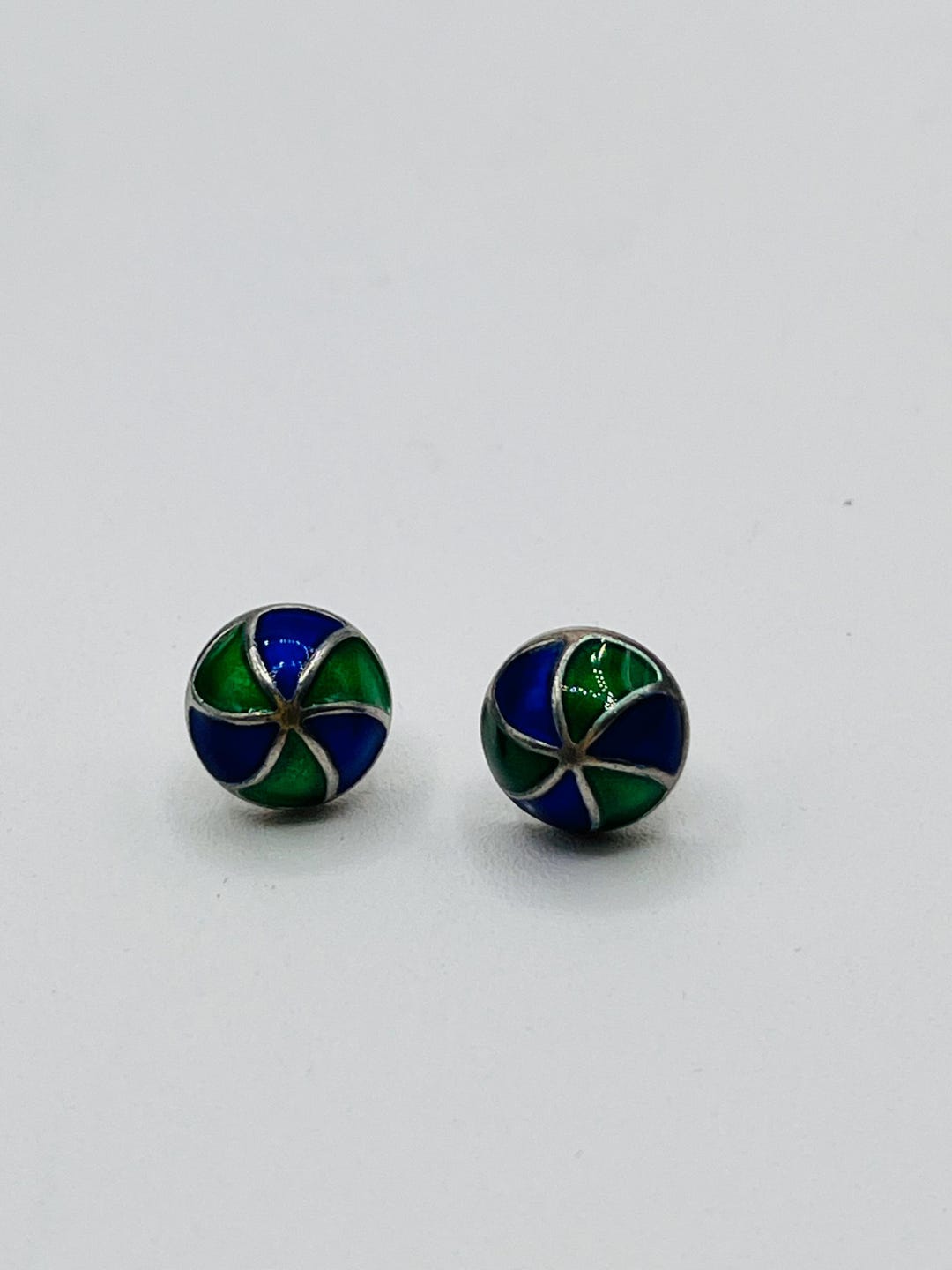Toril Bjorg for David Andersen Sterling Silver Blue Green Enamel ...