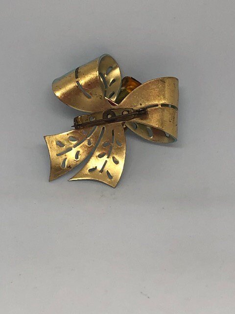 Vintage Enameled Blue Bow Brooch With Hand Painted Flower, 1960s ...