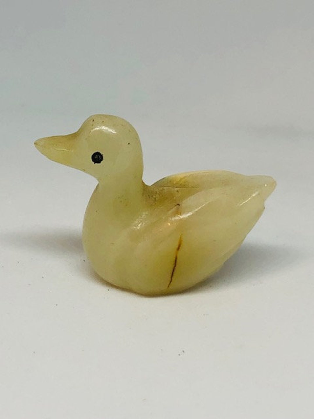 Miniature Hand Carved Stone Duck Figurine - Etsy
