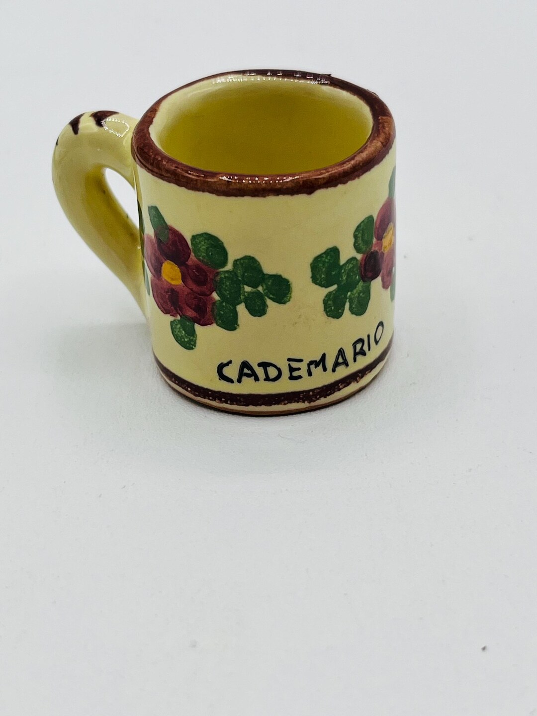Miniature Redware Clay Hand Painted Glazed Floral Pottery Mug 1 ...