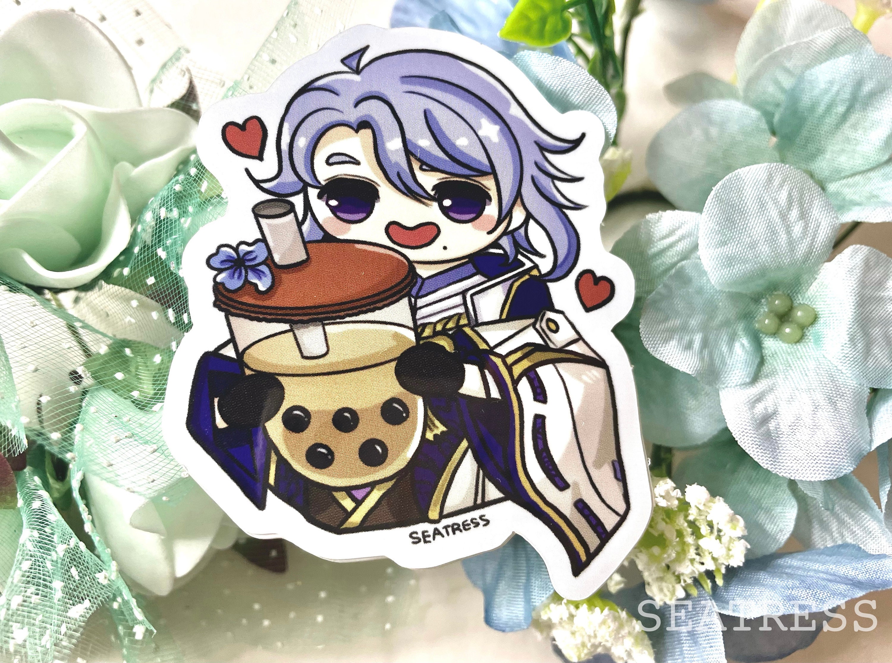 Genshin Impact Kamisato Ayato W Boba Glossy Vinyl Sticker 1 Pc - Etsy ...