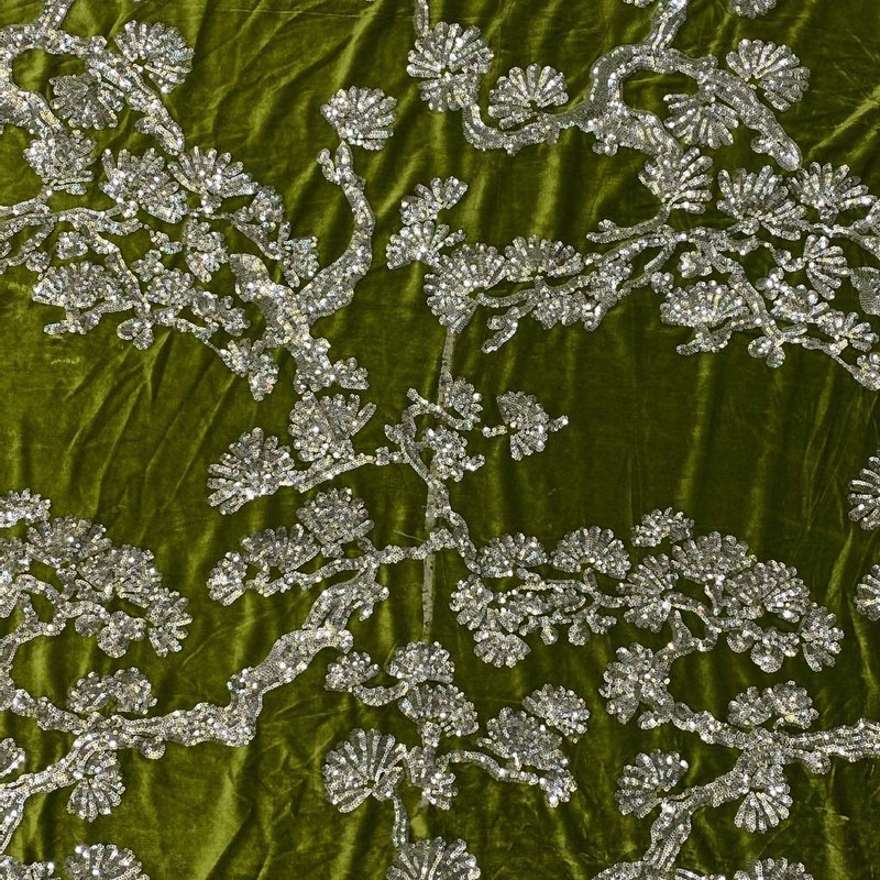 Beaded Velvet Fabric - Etsy