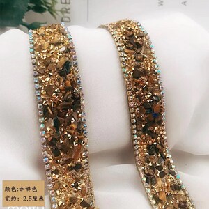 1yard Colorful Stone Rhinestones Beaded Chain Iron on Hotfix Crystal ...