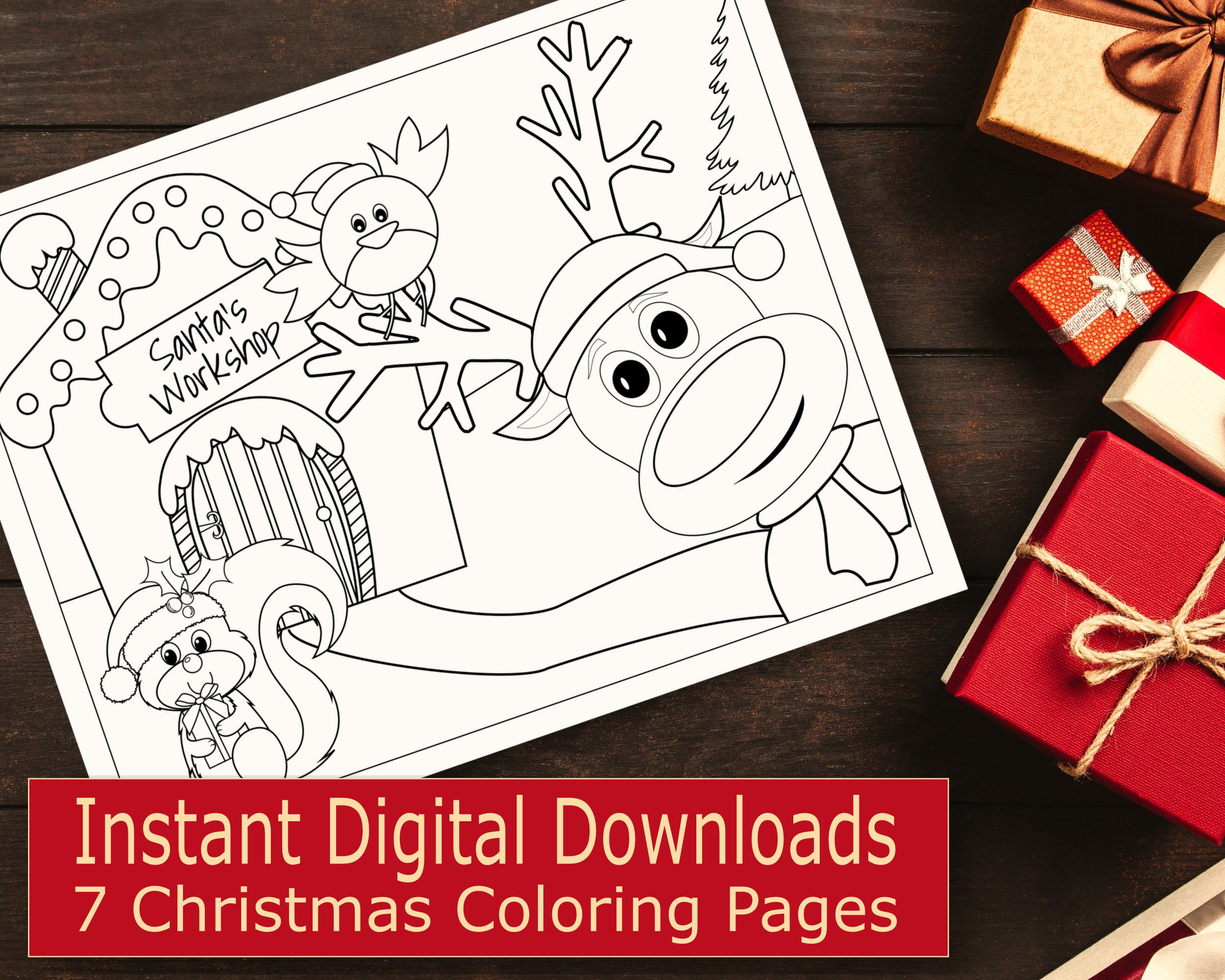 Christmas Coloring Pages - Instant Download - Etsy