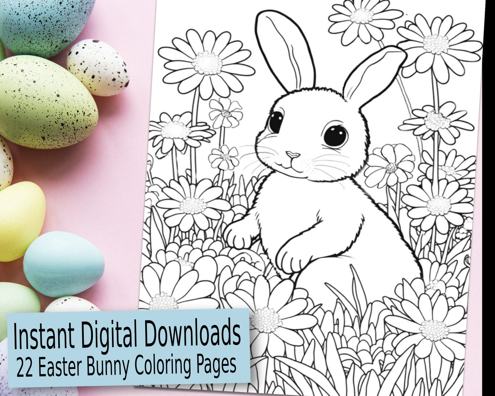 22 Printable Easter Bunny Coloring Pages for Kids - Etsy