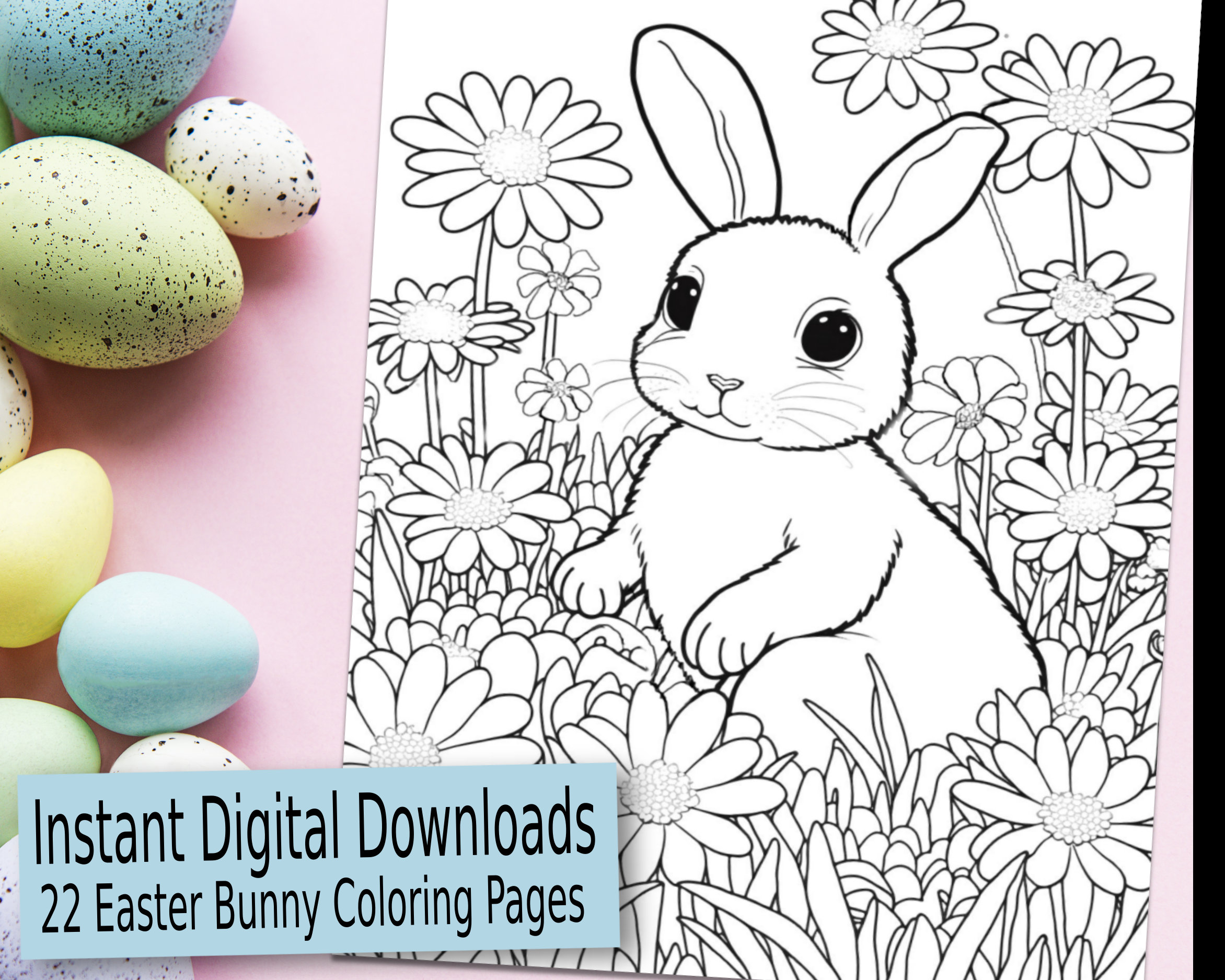 22 Printable Easter Bunny Coloring Pages for Kids - Etsy