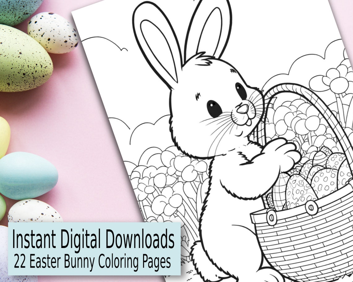 22 Printable Easter Bunny Coloring Pages for Kids - Etsy