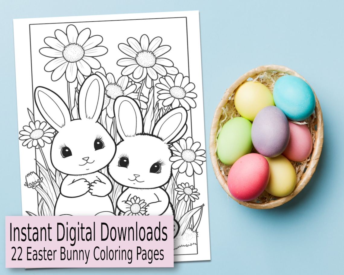 22 Printable Easter Bunny Coloring Pages for Kids - Etsy