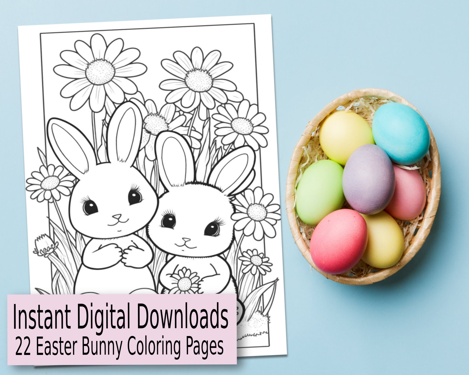 22 Printable Easter Bunny Coloring Pages for Kids - Etsy
