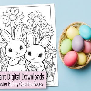 22 Printable Easter Bunny Coloring Pages for Kids - Etsy