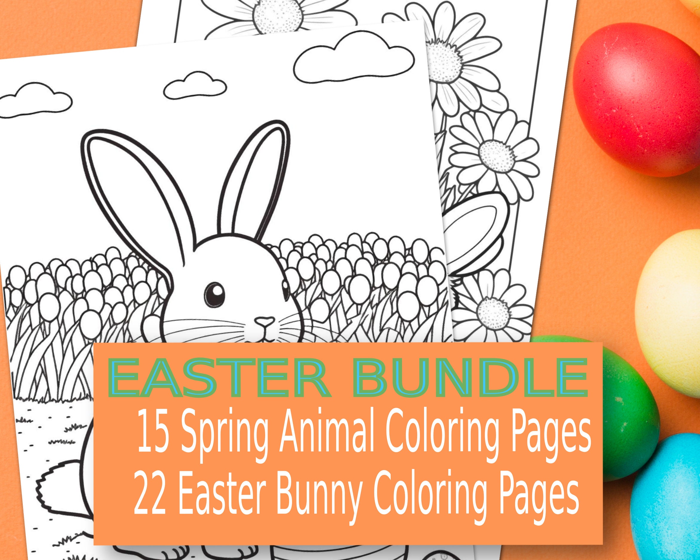 Easter Coloring Page Bundle - 37 Pages of Cute Animals and Easter ...
