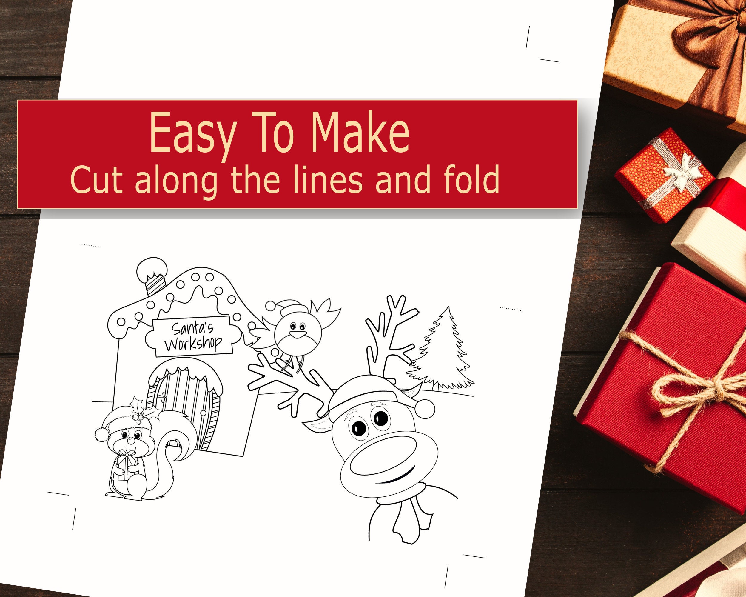 Christmas Coloring Cards for Kids, Holiday Activity (digital Download ...