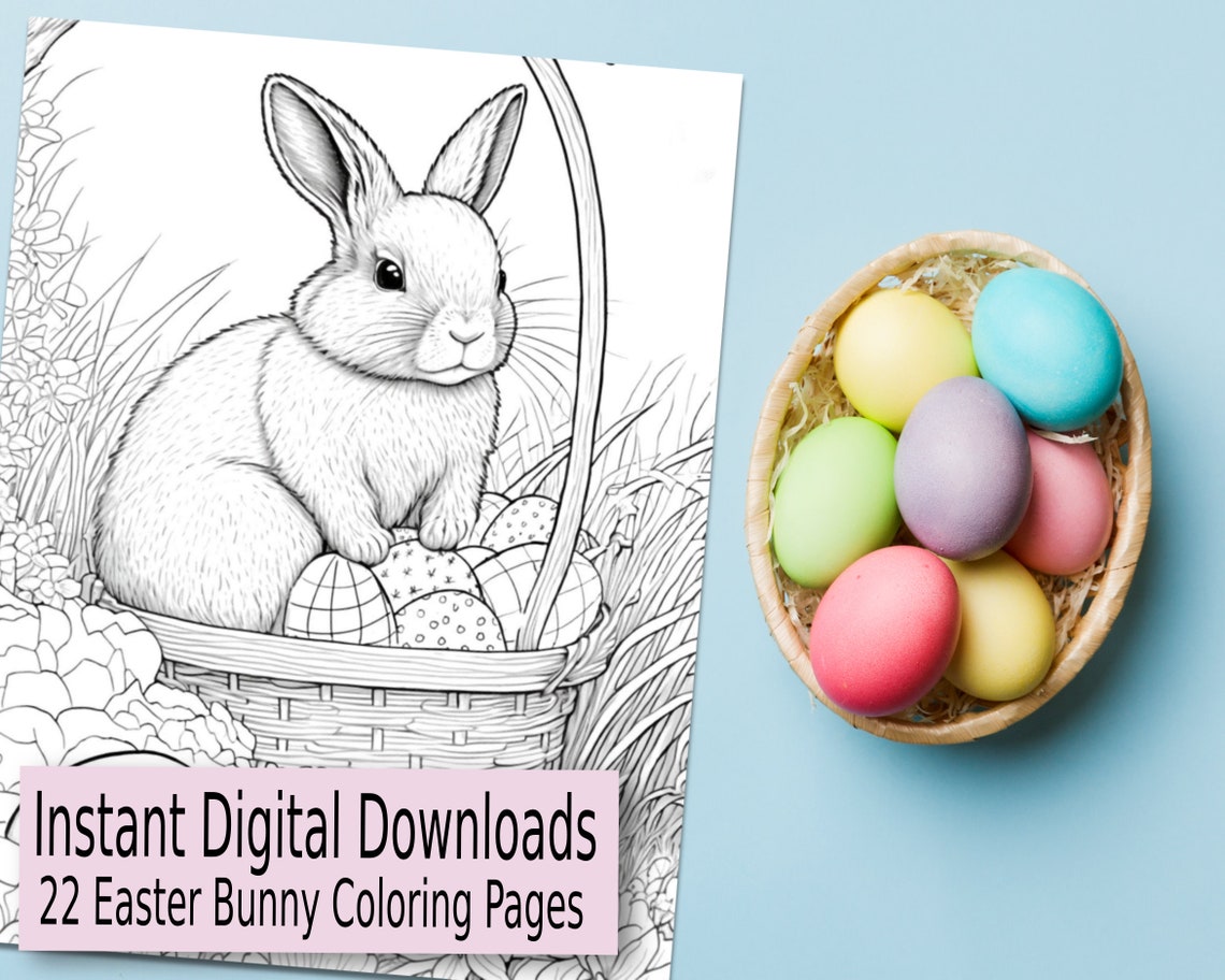 22 Printable Easter Bunny Coloring Pages for Kids - Etsy