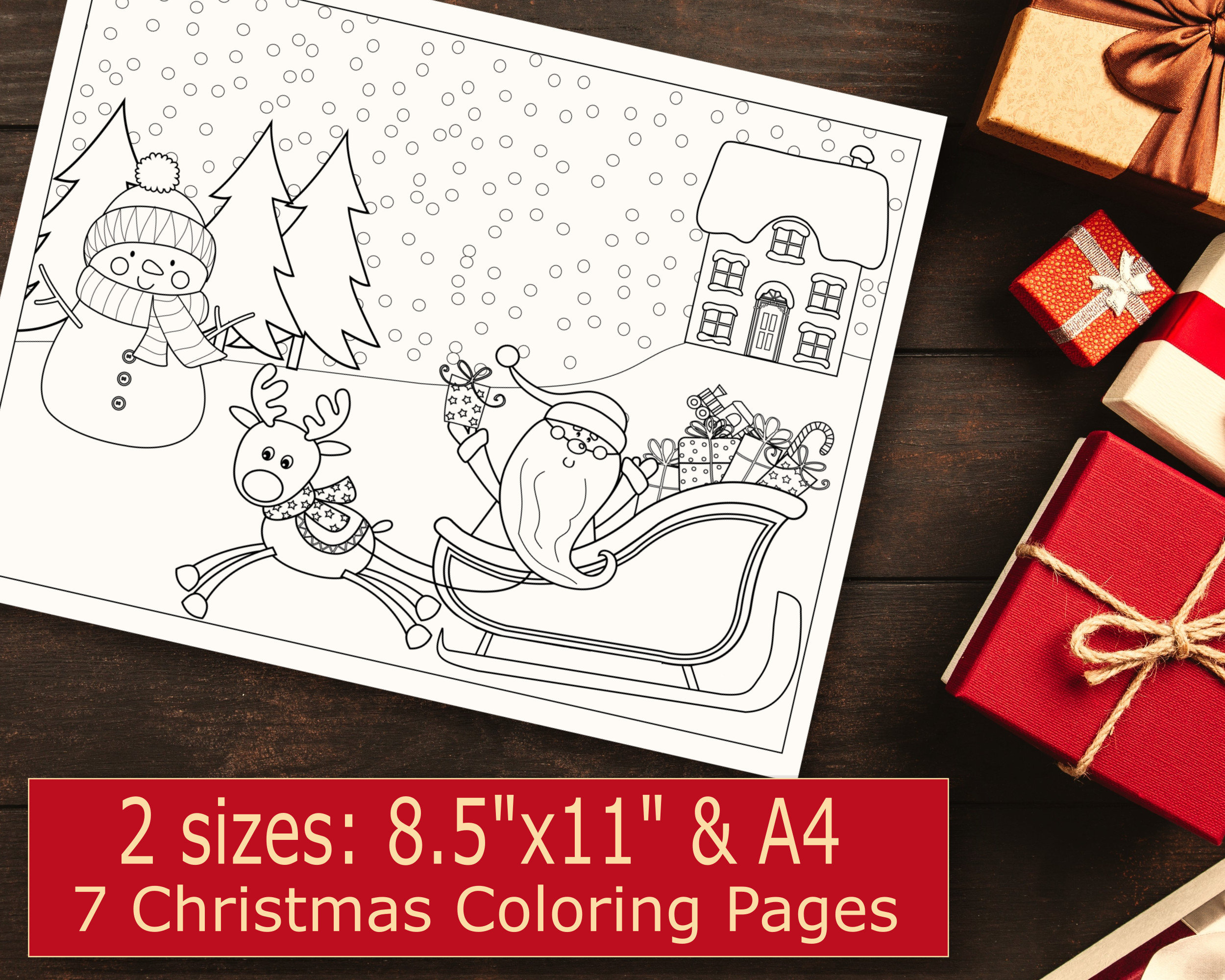 Christmas Coloring Pages Instant Download - Etsy