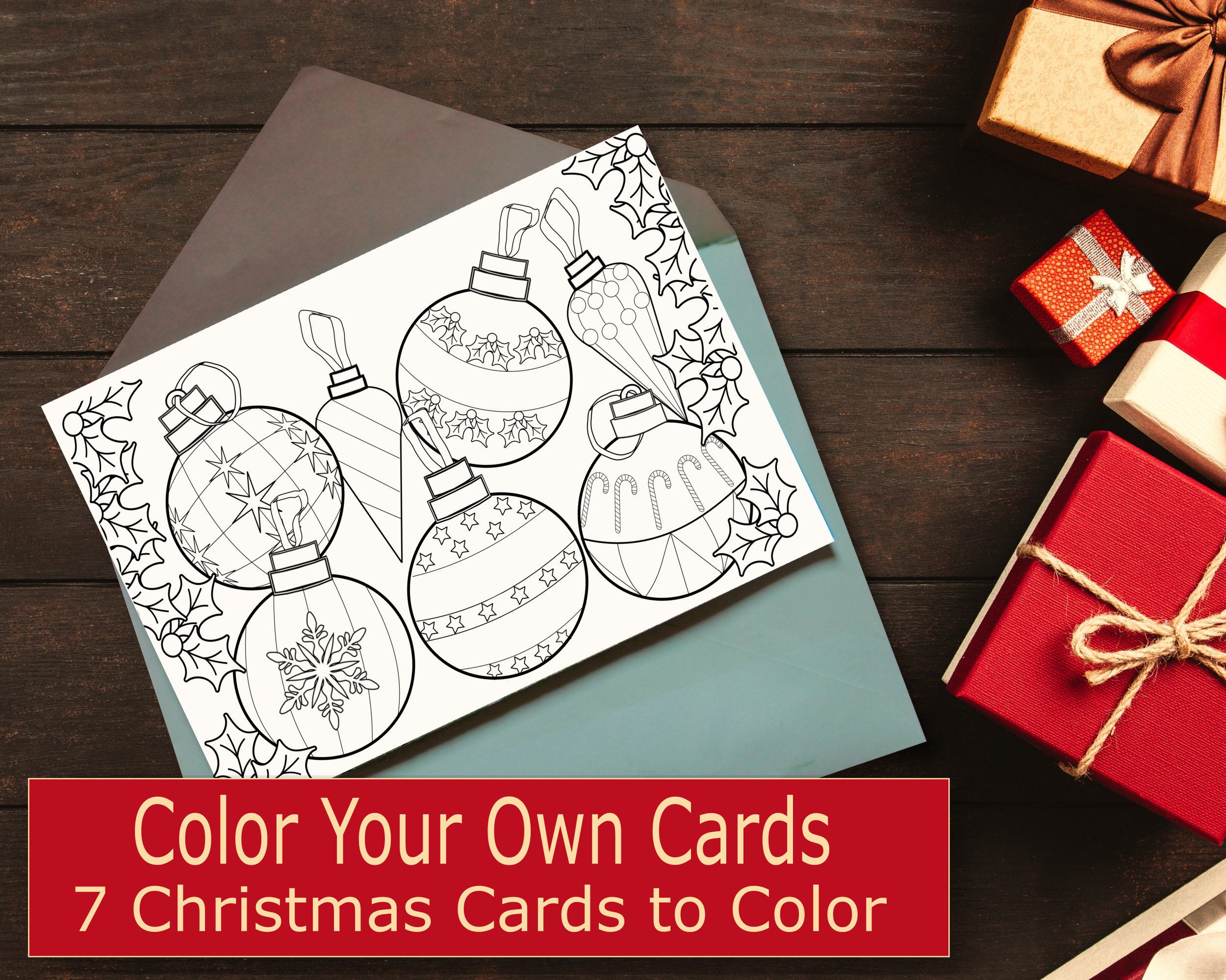 Christmas Coloring Cards for Kids, Holiday Activity (digital Download ...