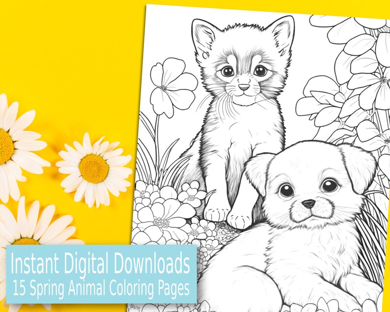 15 Spring-time Animal Coloring Pages for Kids - Etsy