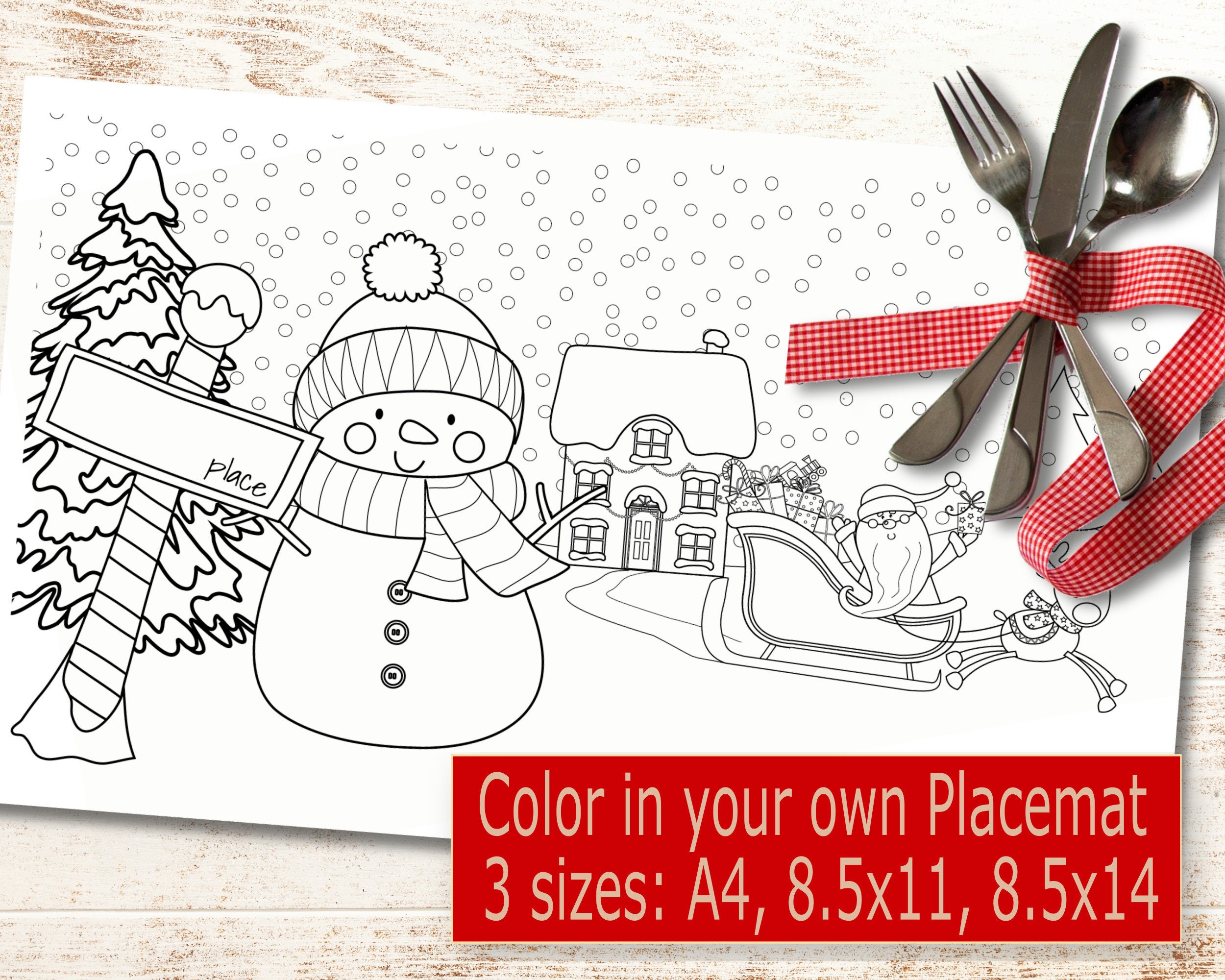 Christmas Coloring Placemats for Kids (digital Download) - Etsy
