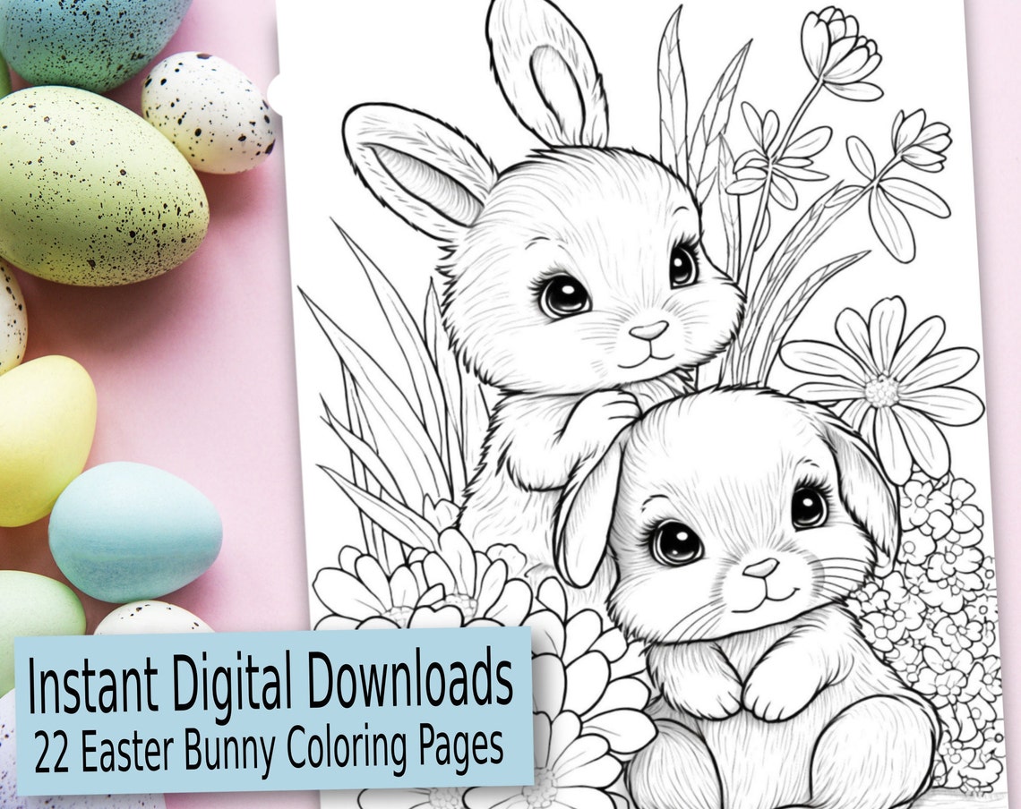 22 Printable Easter Bunny Coloring Pages for Kids - Etsy
