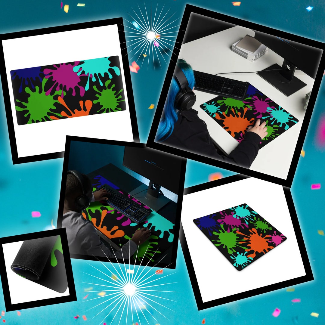 Video Gamer Mouse Pad Computer Desk Mats Paint Splatters Gaming Mouse ...