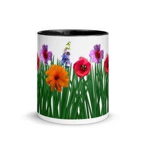 Spring Flowers Ceramic Mug With Color Inside | Springtime Coffee Mug ...