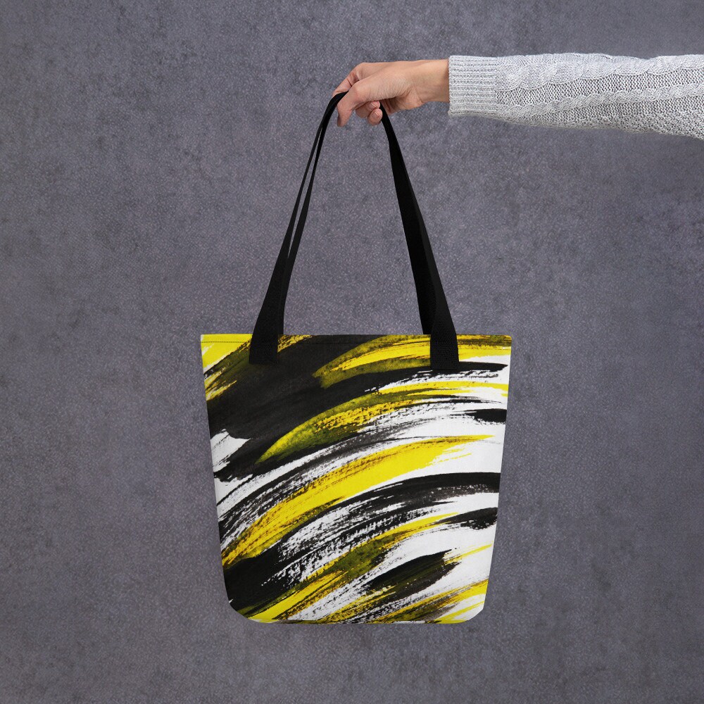 Black and Yellow Abstract Tote Bag - Etsy UK