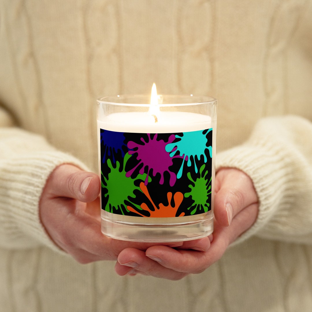 Paint Splatters Unscented Soy Candle | Cotton Wick Candle - Etsy