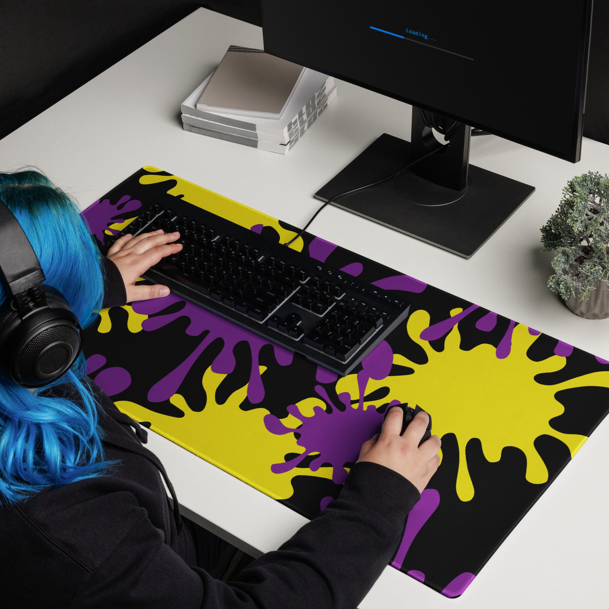 Video Gamer Mouse Pad Computer Desk Mats Paint Splatters - Etsy