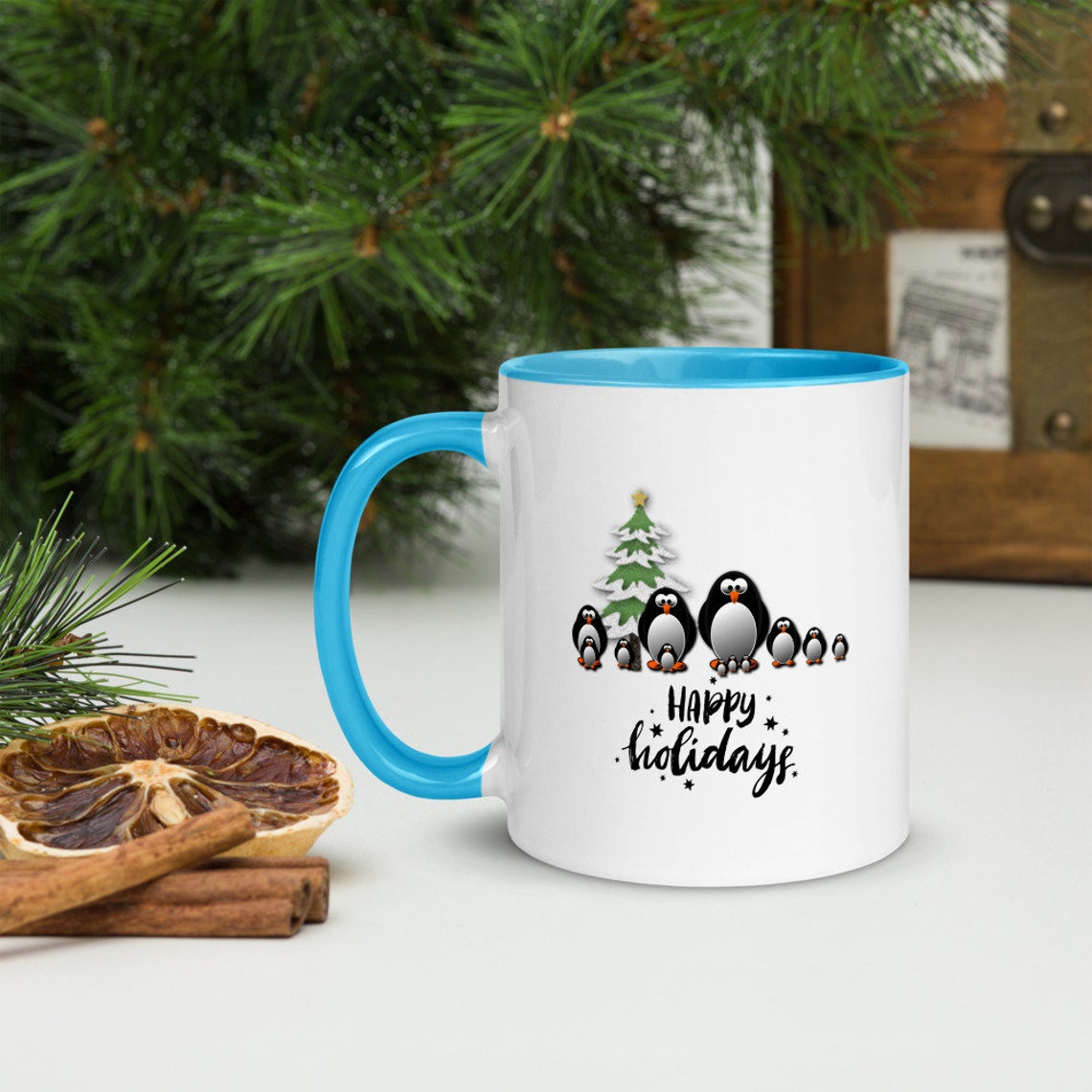 Penguin Mug With Color Morning Coffee Mug Etsy