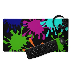 Video Gamer Mouse Pad Computer Desk Mats Paint Splatters Gaming Mouse ...