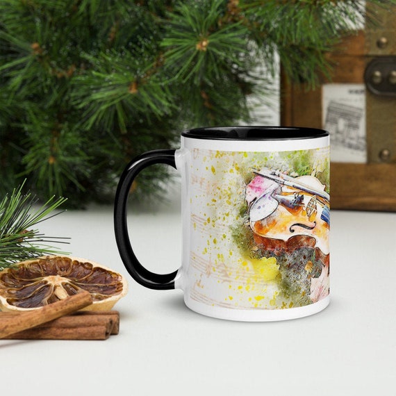 Violin Mug With Color Inside Morning Coffee Mug | Etsy