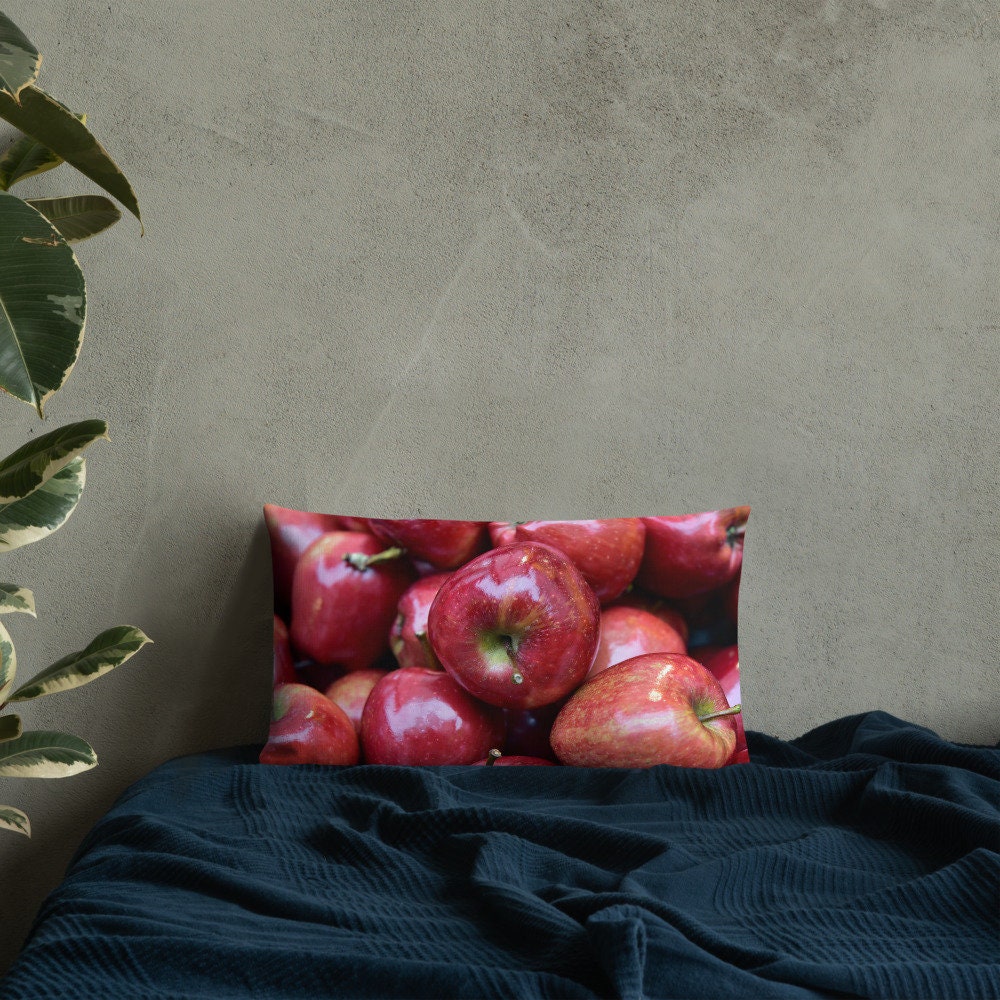 Apple Throw Pillow | Linen Throw Pillow - Etsy