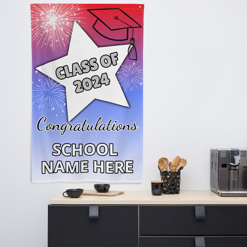 Congratulations Graduation Flag Red White and Blue School ...
