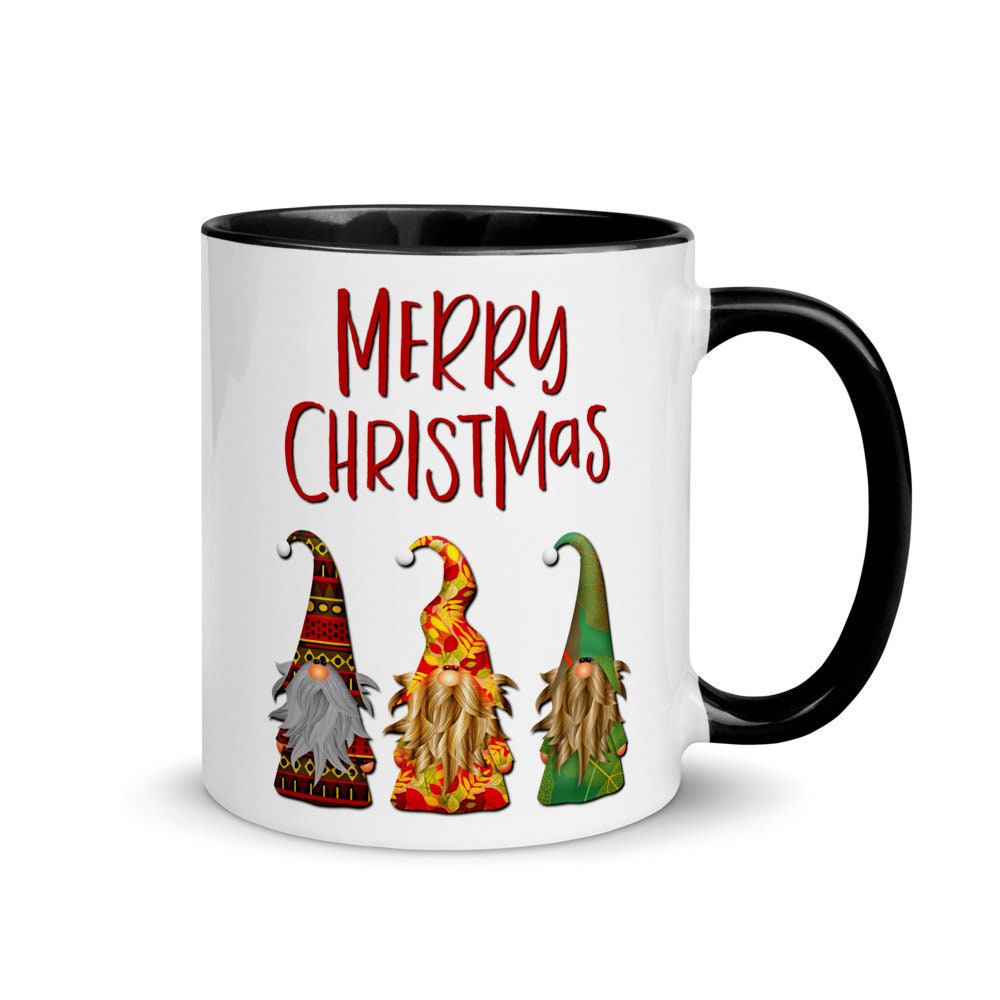 Merry Christmas Gnome Ceramic Mug With Color Inside Winter Coffee Mug ...