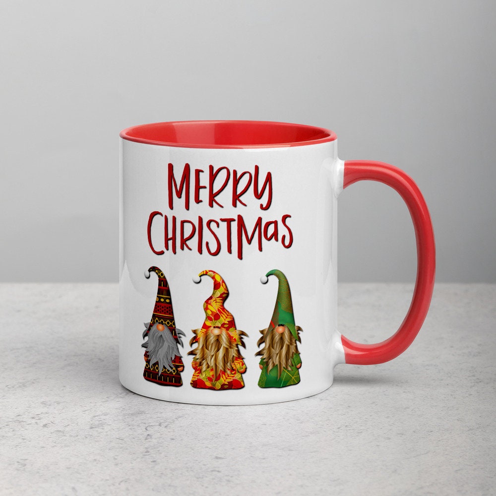 Merry Christmas Gnome Ceramic Mug With Color Inside Winter Coffee Mug ...