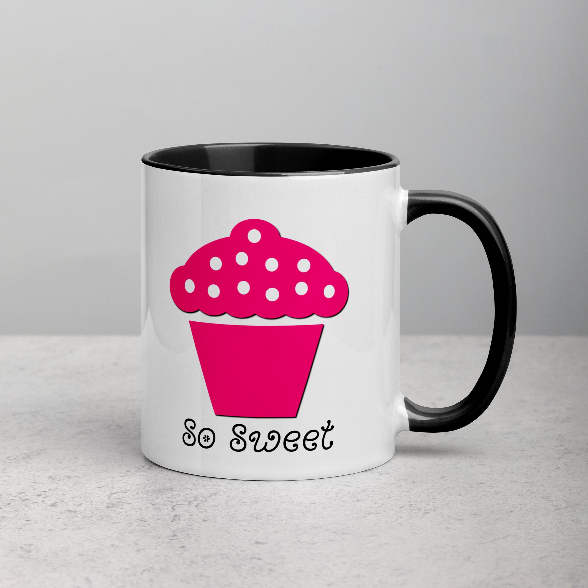 So Sweet Cupcake Mug With Color Inside Morning Coffee Mug - Etsy