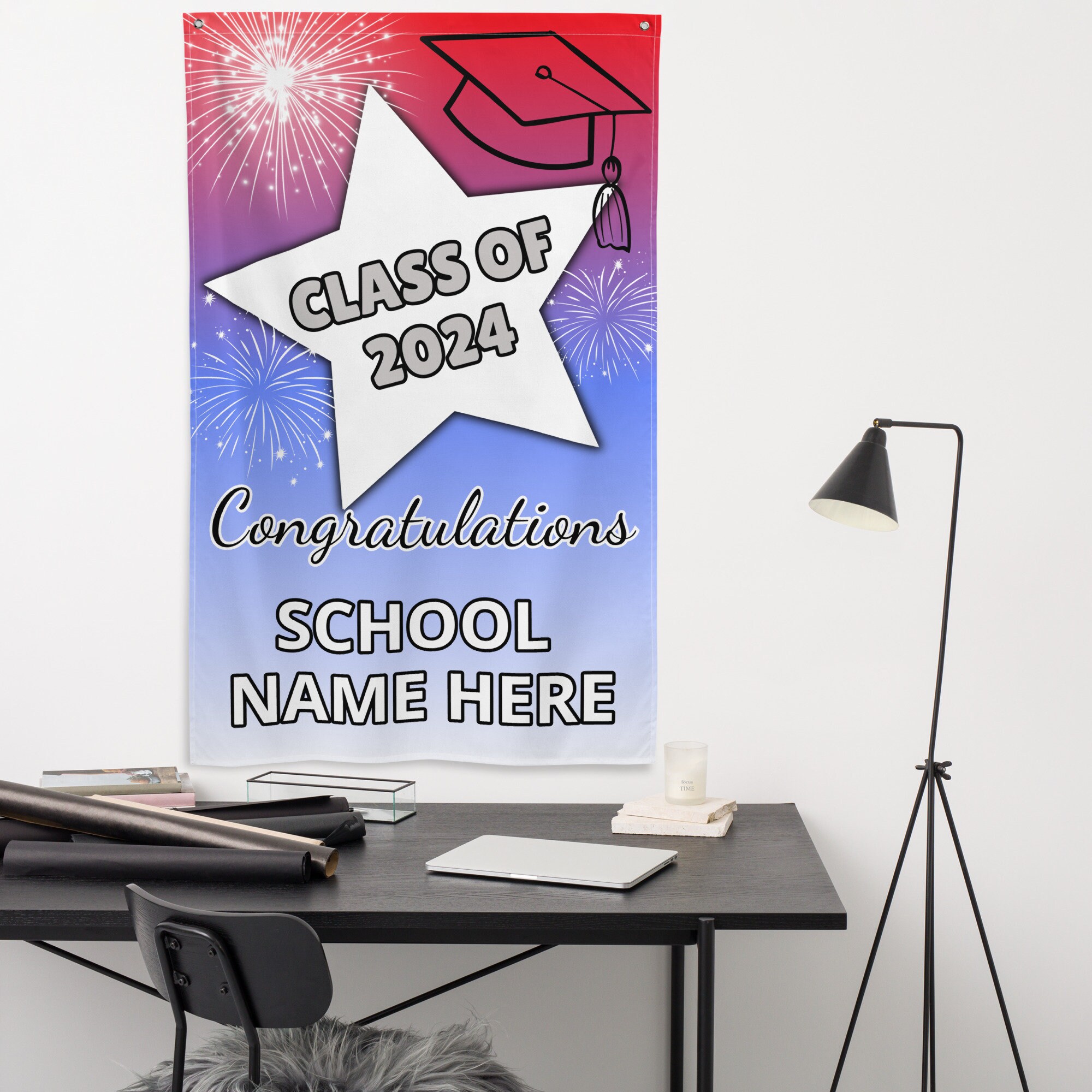 Congratulations Graduation Flag Red White and Blue School ...