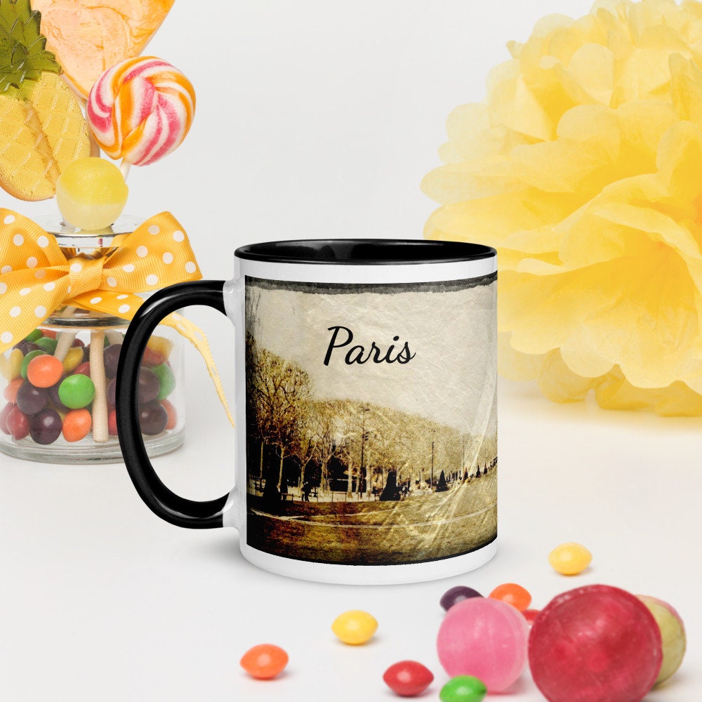 Paris Mug with Color Inside Morning Coffee Mug | Etsy