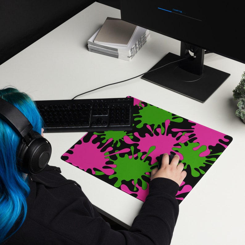 Video Gamer Mouse Pad Computer Desk Mats Paint Splatters Gaming Mouse ...