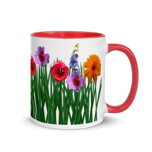 Spring Flowers Ceramic Mug With Color Inside | Springtime Coffee Mug ...