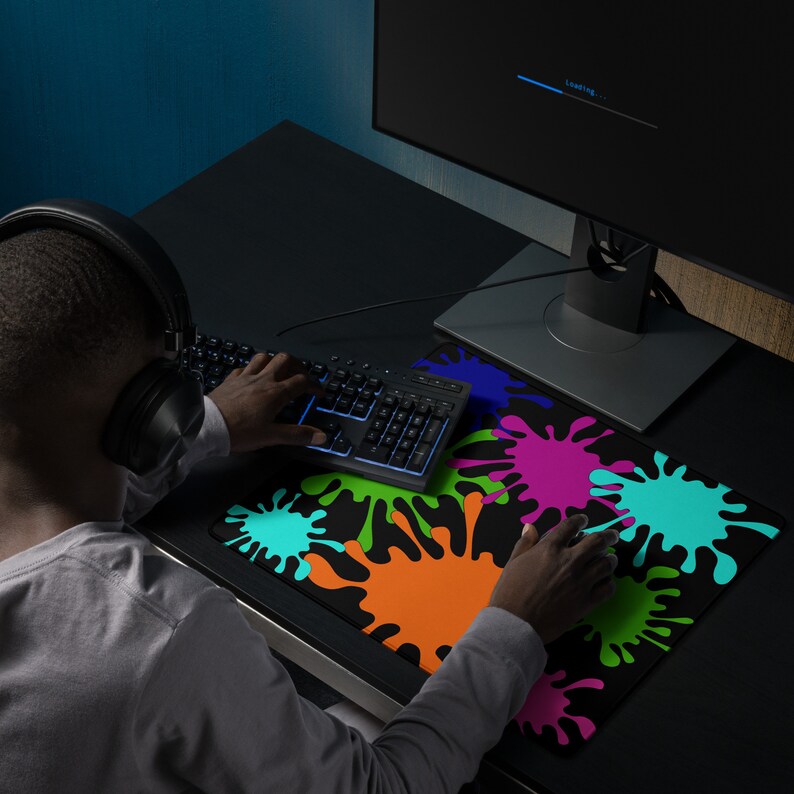 Video Gamer Mouse Pad Computer Desk Mats Paint Splatters Gaming Mouse ...