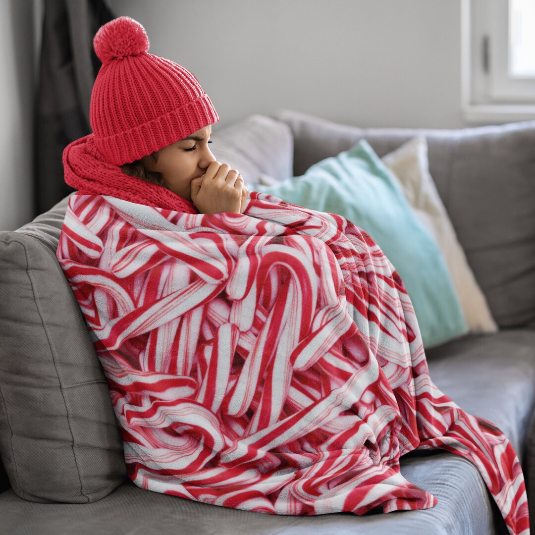 Candy Cane Throw Blanket Decorative Throw Blanket - Etsy