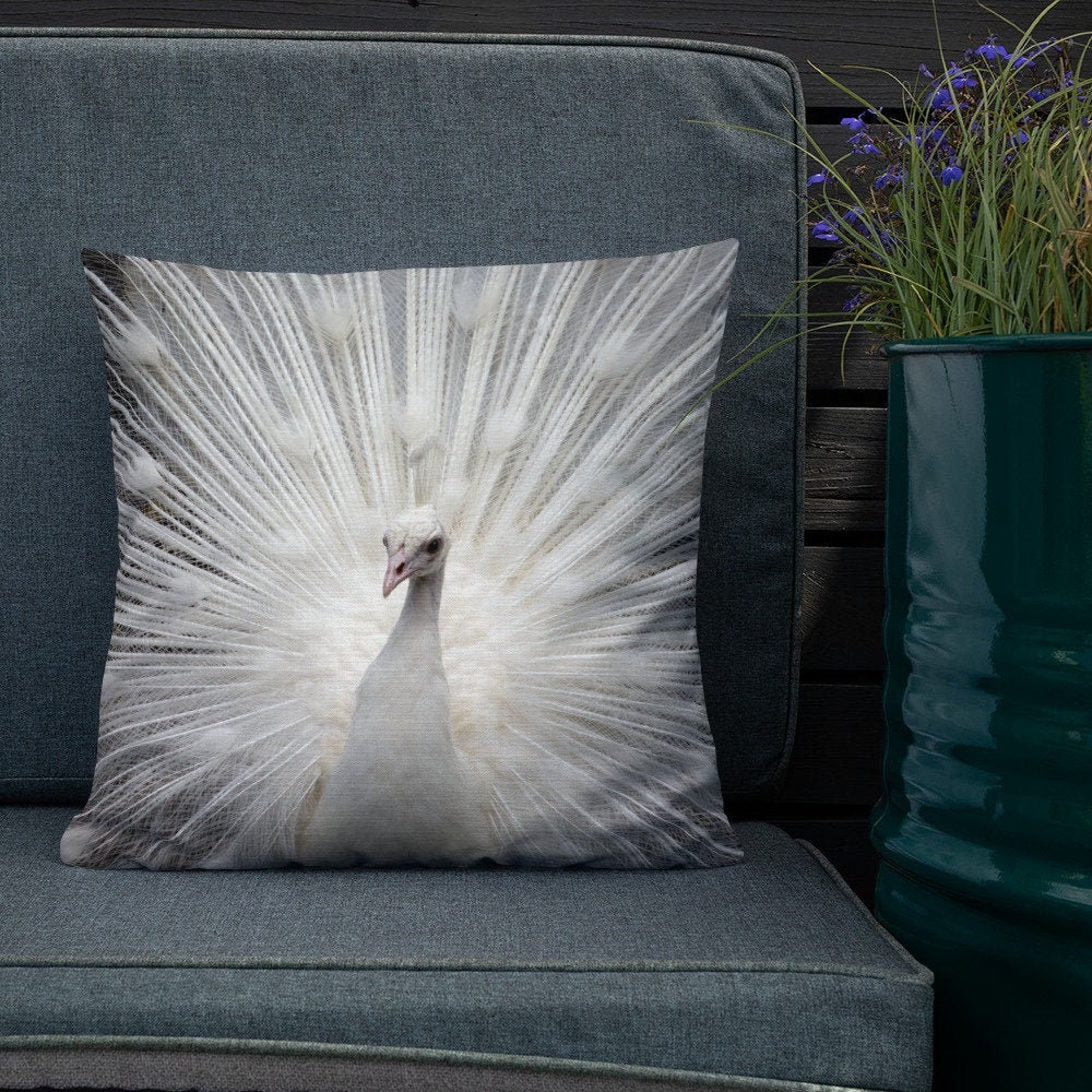 Peacock Pillow Linen Throw Pillow - Etsy