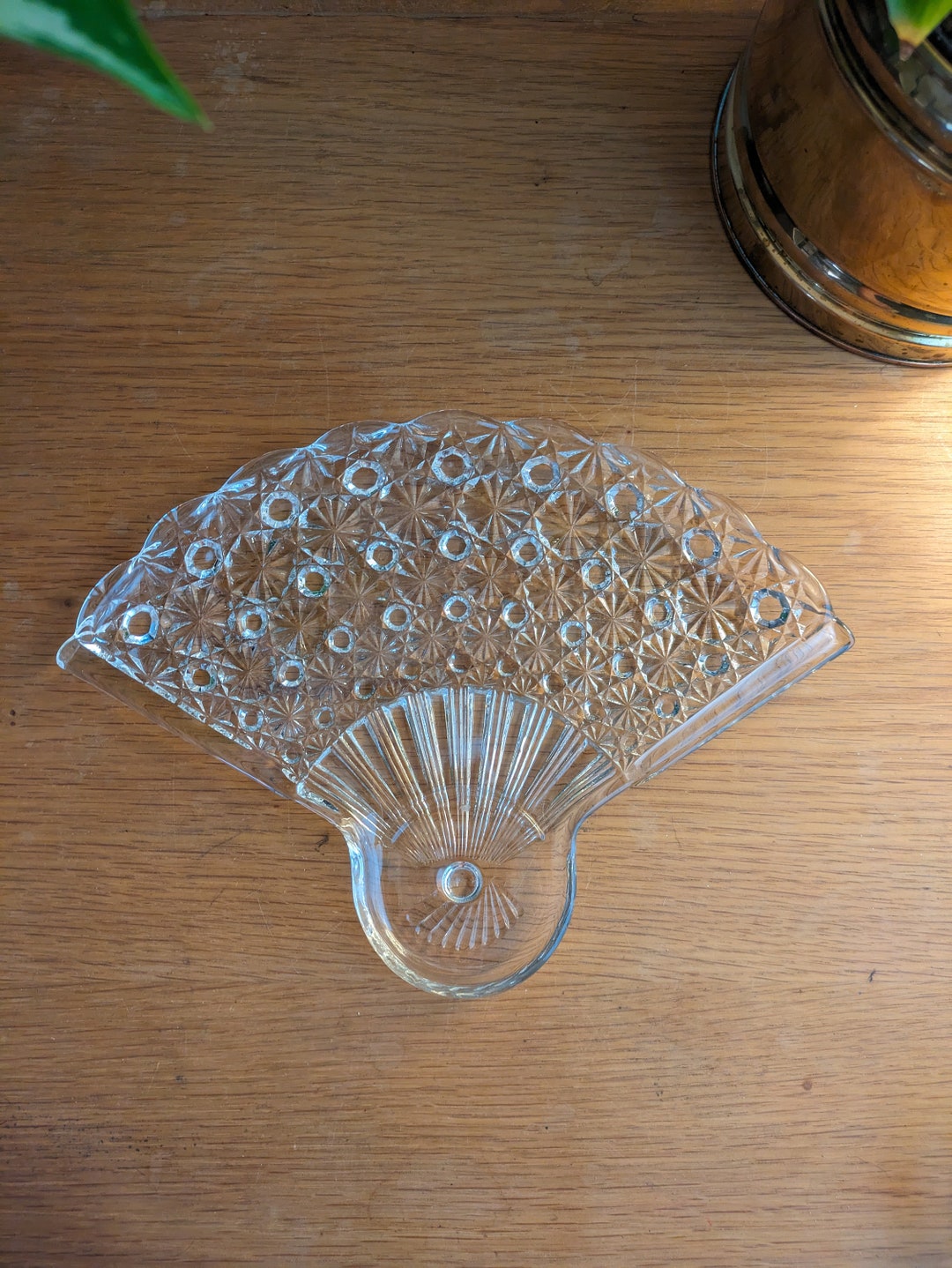 Vintage Anchor Hocking Fan-shaped Glass Snack Plate - Etsy