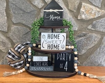 Coffee Themed Black and White Tiered Tray Decor Bundle | Etsy
