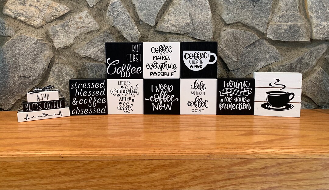 Black and White Coffee Signs for Farmhouse Tiered Tray Decor - Etsy