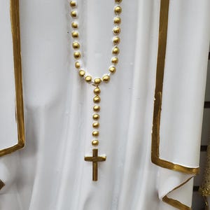 36 Inch 3 Feet Rosa Mistica White and Gold Statue Mystical Rose ...