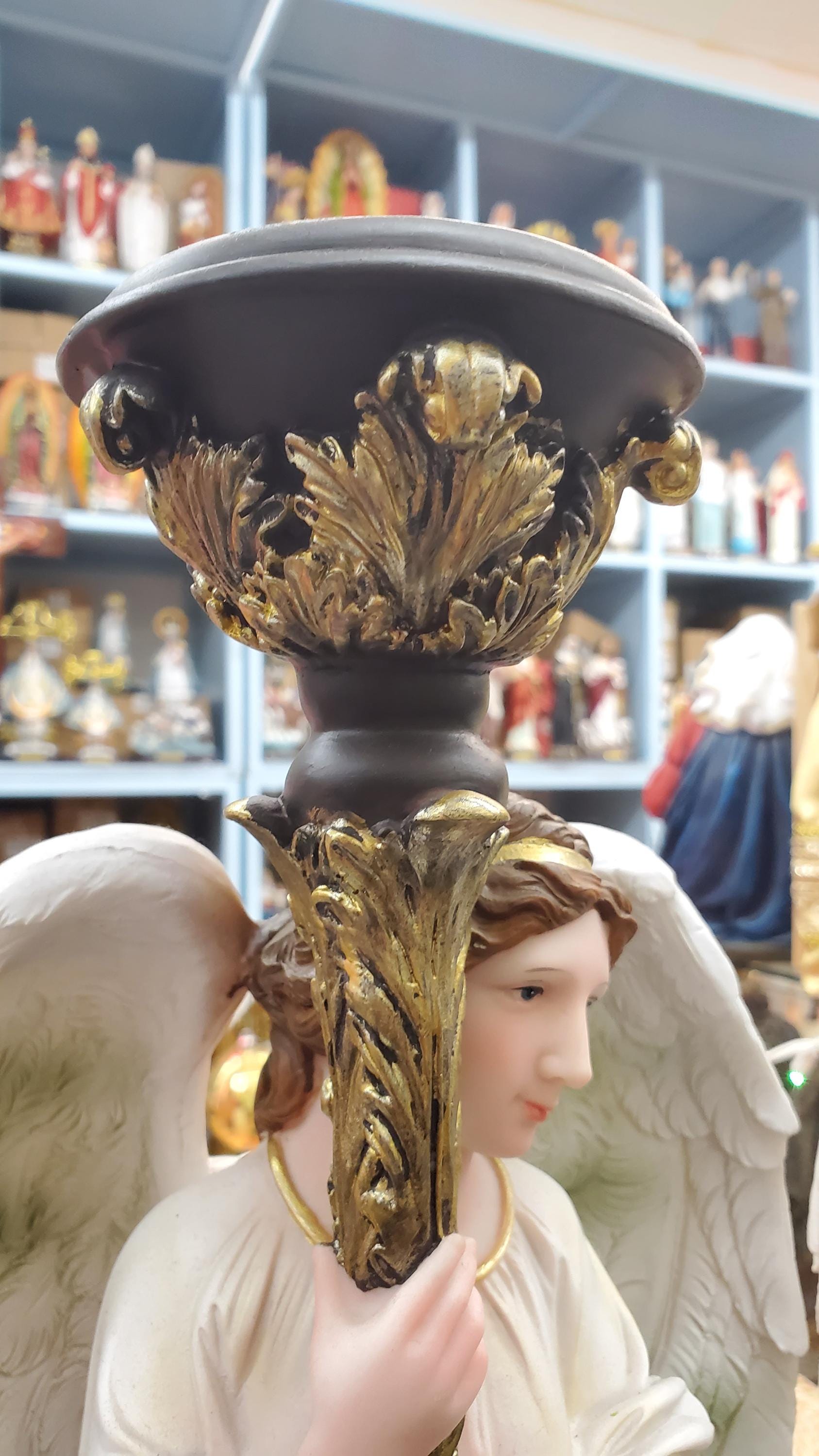 22 Inch Set Angel Custodio Candel Holder Statue Guardian Angel Catholic ...
