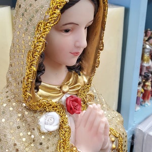 24 Inch Rosa Mistica Gold Cloth Statue Mystical Rose Figurine Catholic ...
